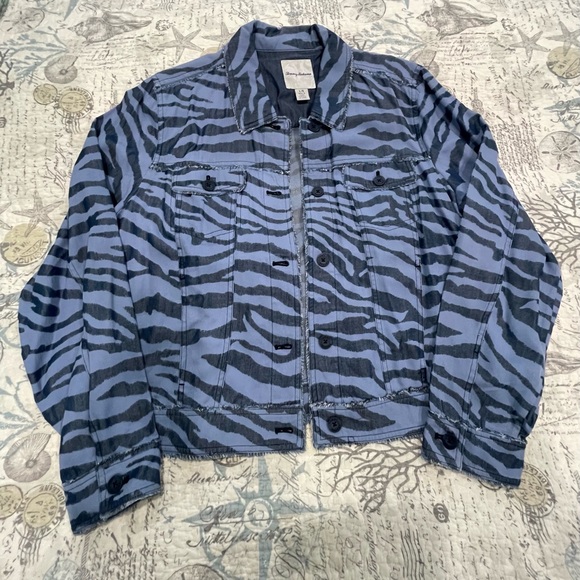 Tommy Bahama | Jackets & Coats | Tommy Bahama Raw Edge Blue Zebra Print ...
